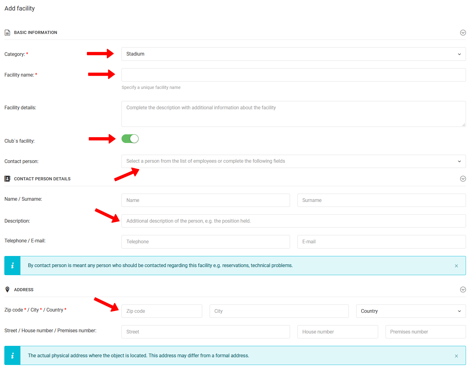 ProTrainUp - Adding a facility