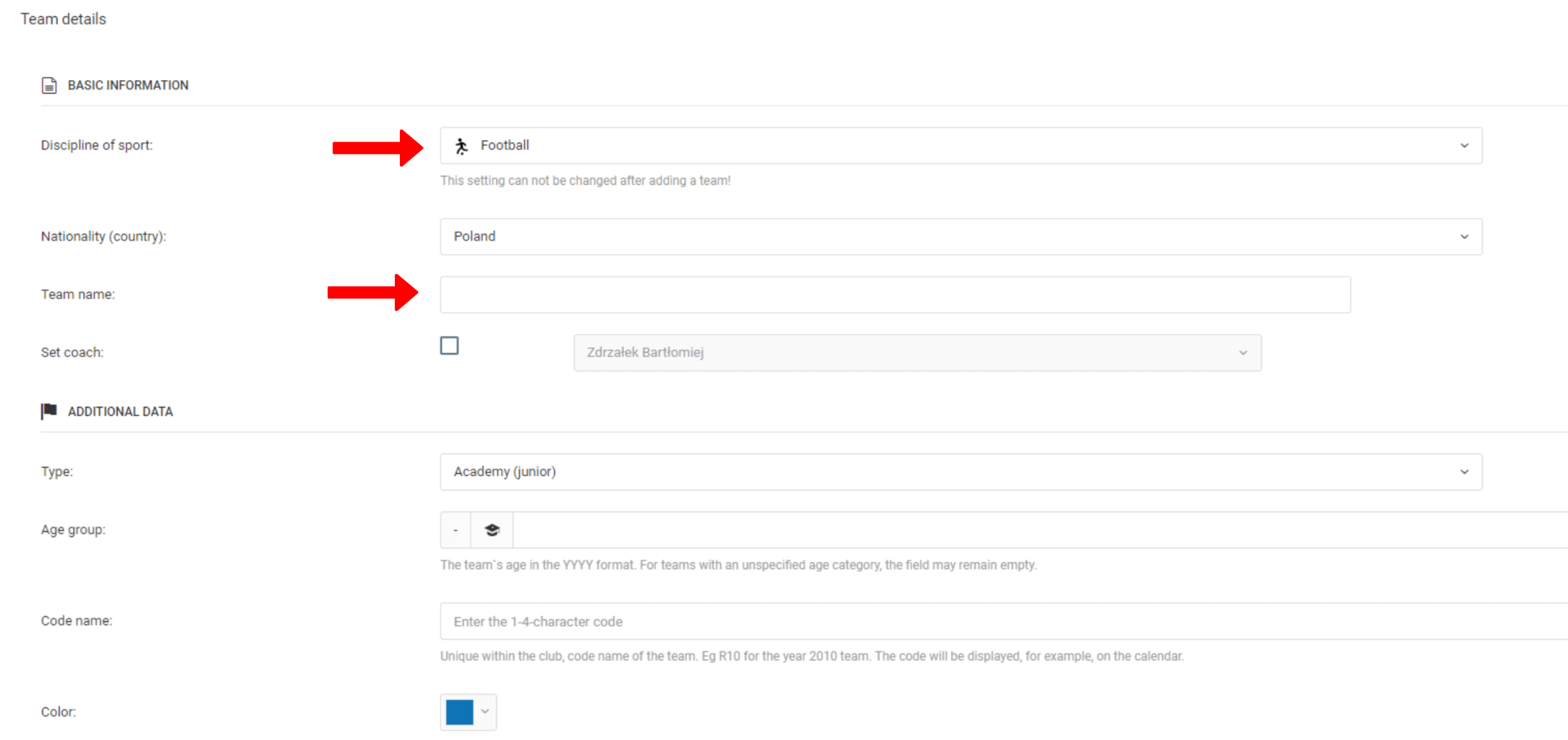 ProTrainUp - Creating a team